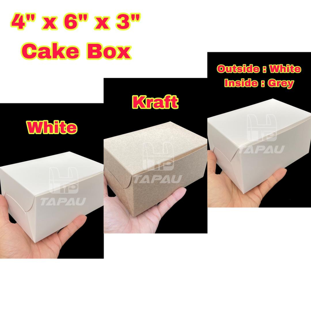 TAPAU - ( 100pcs+- ) 4" X 6" CAKE BOX / DESSERT BOX / PAPER BOX / KOTAK ...
