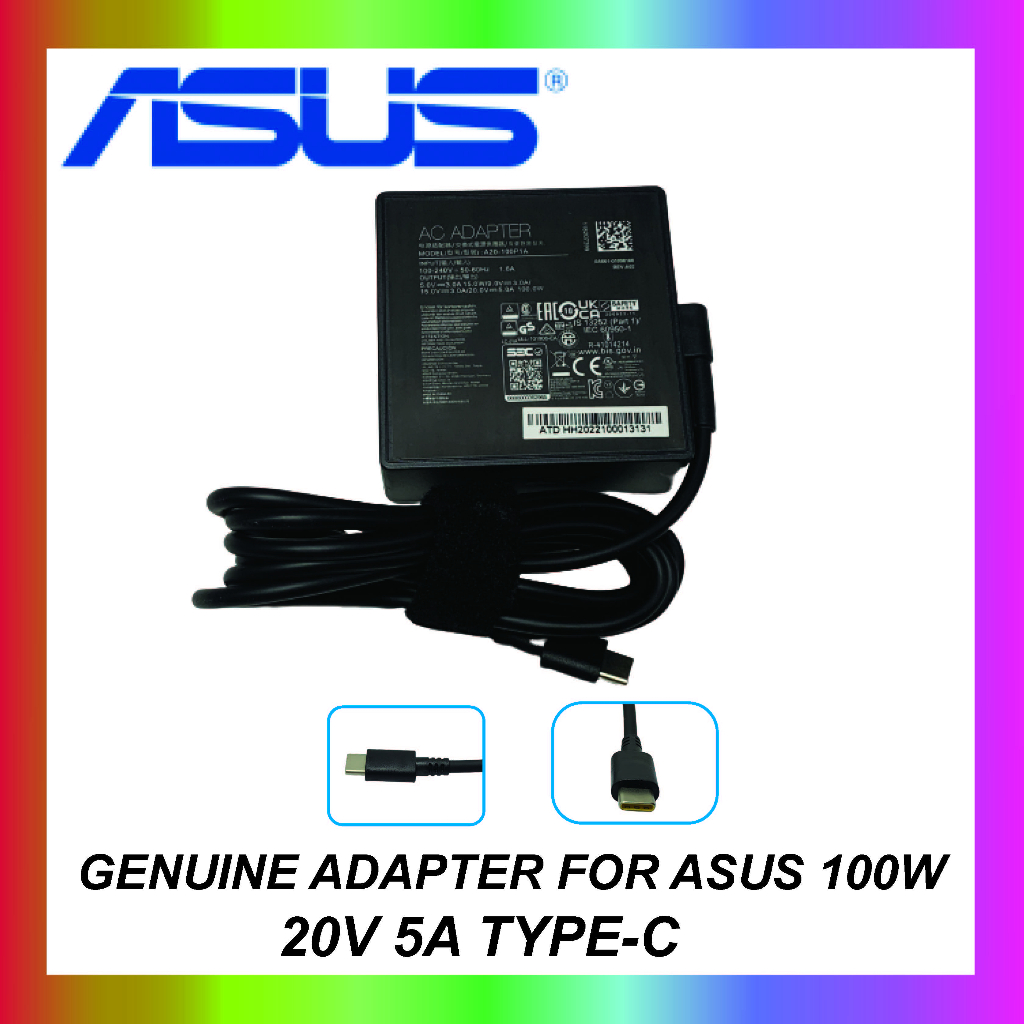 ASUS Original 100W Laptop Charger Adapter 20V 5A TYPE-C For ASUS A20 ...