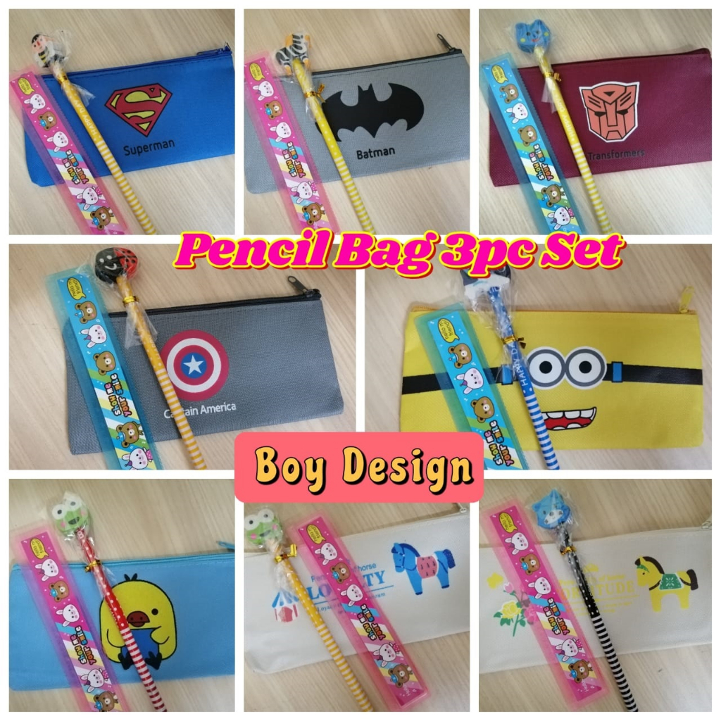 [ 50 Set ] Pencil Bag 3pcs Stationery Set Gift Pack Party Gift Set ...