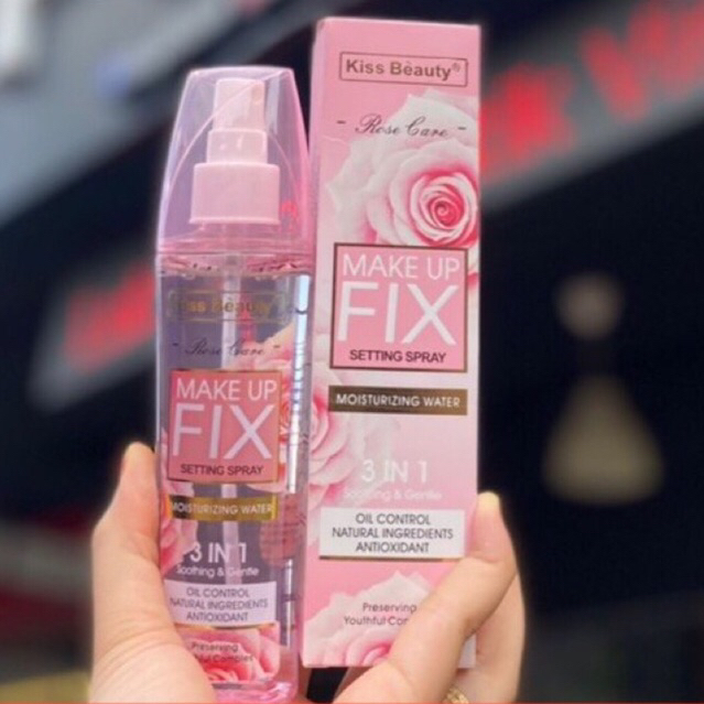 🔥HOT ITEM🔥💯% ORIGINAL HQ Kiss Beauty 3 in 1 Make Up Fix Setting Spray Rose Care & Green Tea ...