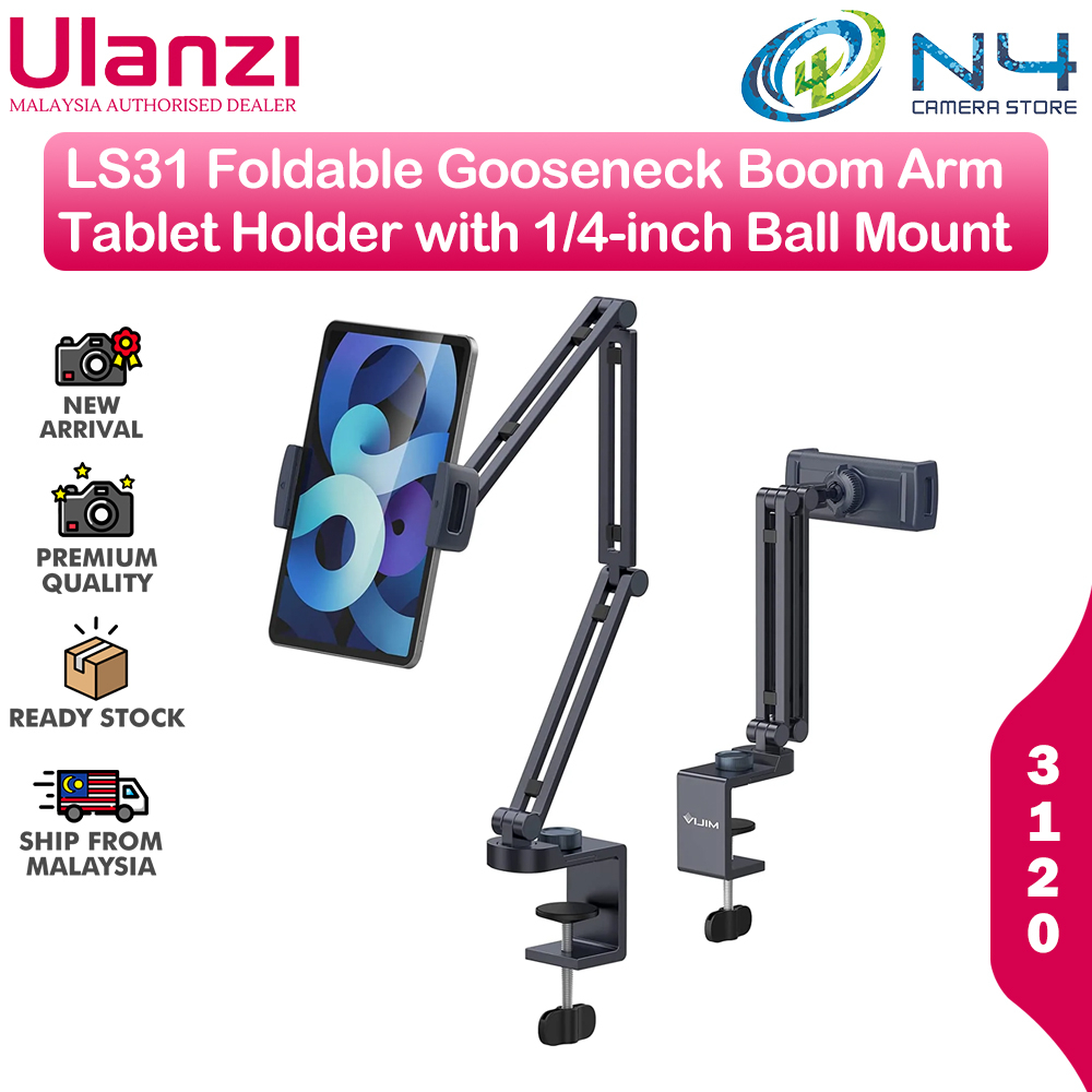 Ulanzi Vijim LS31 Foldable Gooseneck Boom Arm Tablet Holder with 1/4 ...