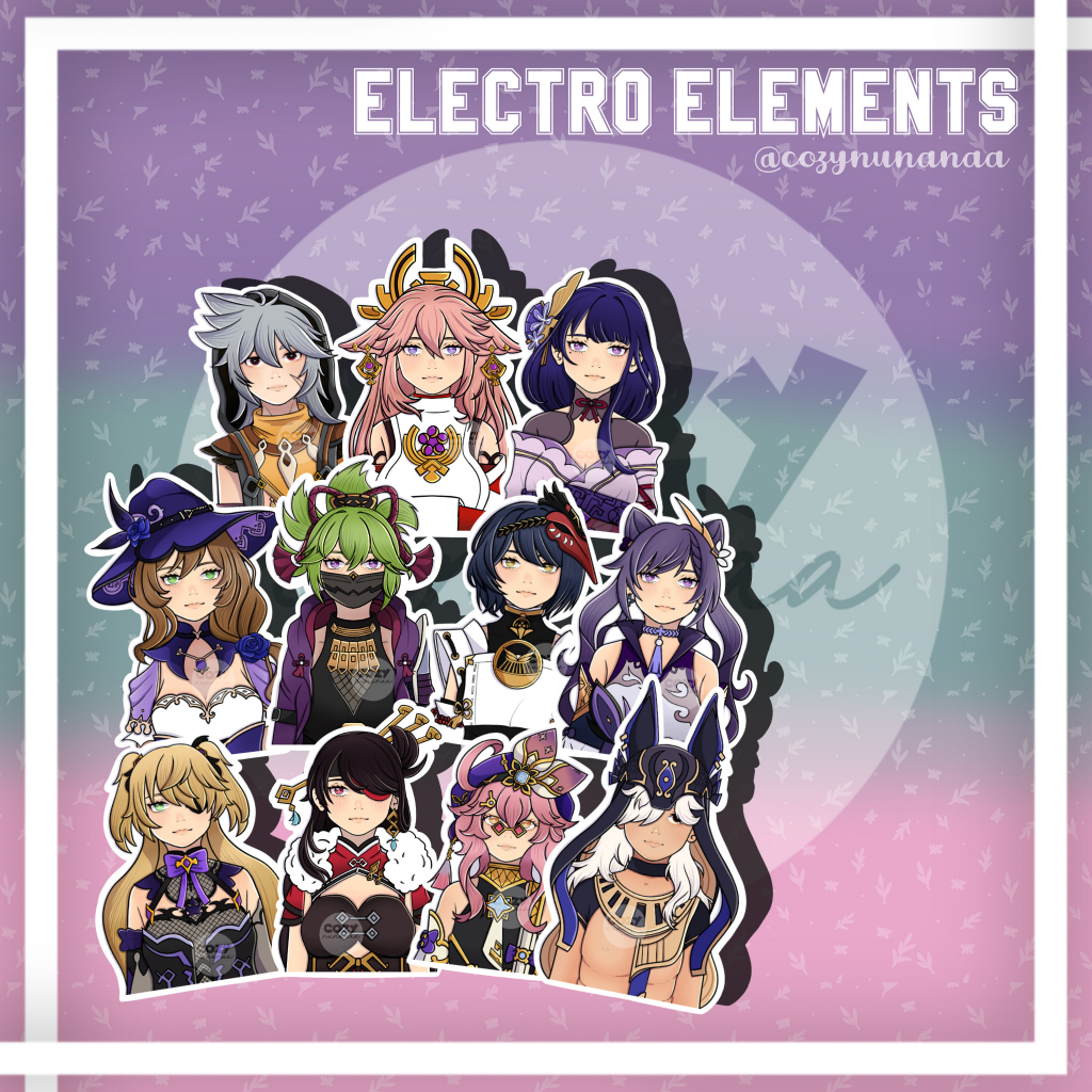 READY STOCK Genshin Impact Fanart Stickers (Electro Element) Cute ...