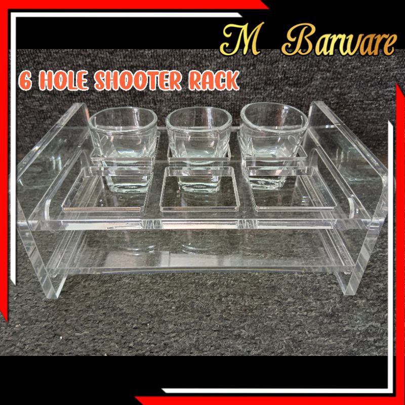 [MBarware]6pcs 55ml Plaza Shot Glass 6 Hole Shooter Rack Shooter Tray ...