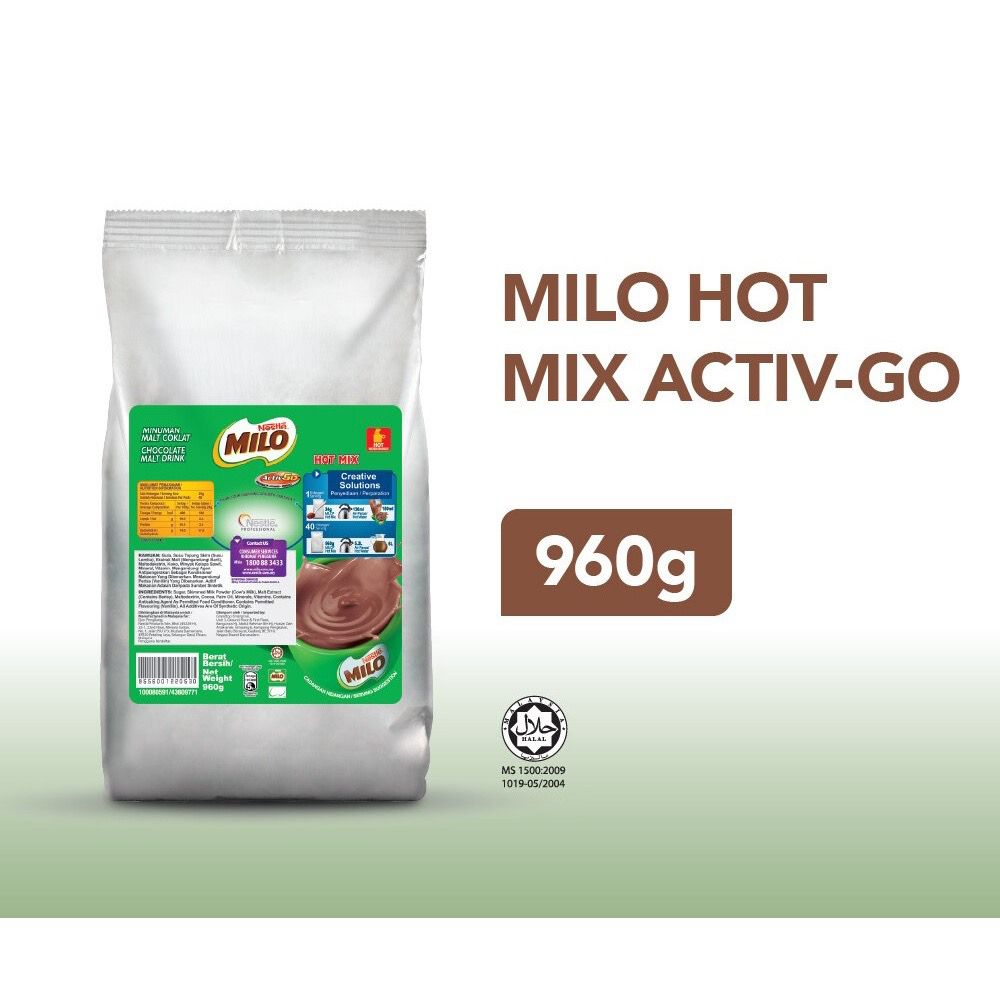 NESTLE Milo Hot Mix Activ-Go Chocolate Malt Powder Premix 960g | Shopee ...