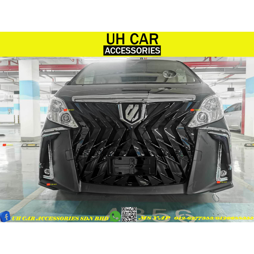 TOYOTA ALPHARD 2008 CONVERT TO 2018 DESIGN FRONT BUMPER GRILLE BODYKIT ...