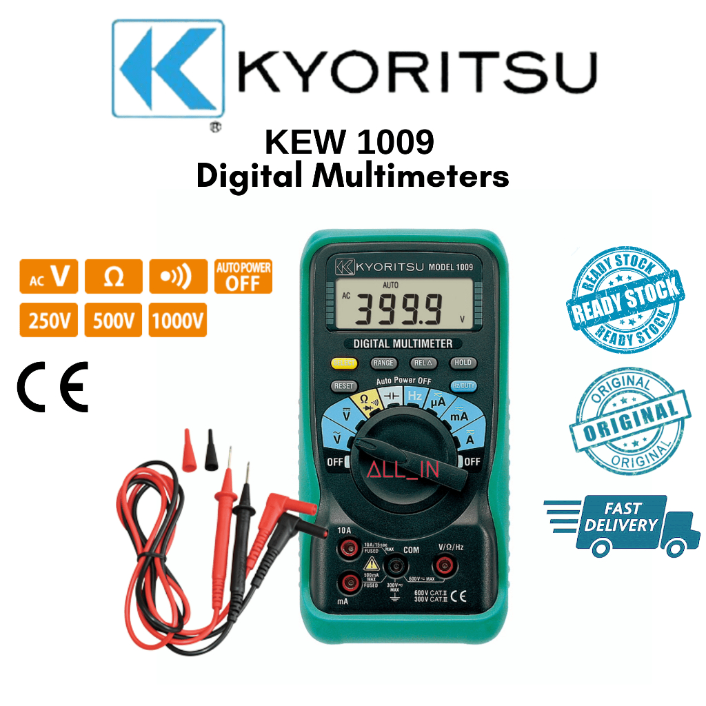 Kyoritsu KEW 1009 Digital Multimeters Model 1009 4000 counts. | Shopee ...