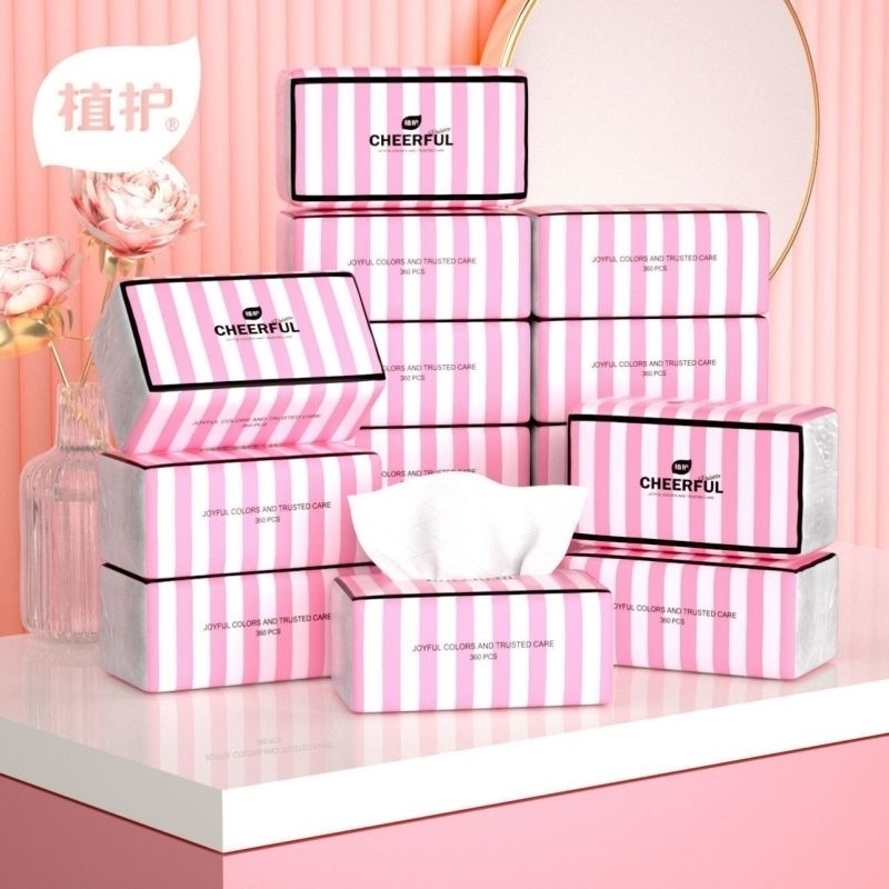 Cheerful 4-ply 90pcs 155mm×175mm Tissue Soft Premium Facial Tissue ...