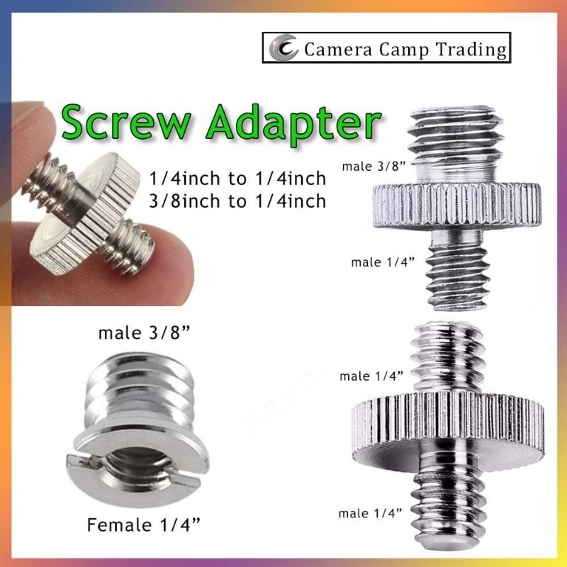 1/4" to 1/4" or 1/4" to 3/8" Thread Camera Screw Adapter For Tripod ...