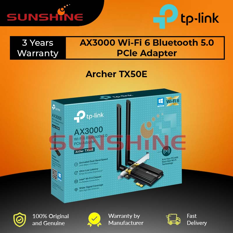 TP-LINK Archer TX50E AX3000 Wi-Fi 6 Bluetooth 5.0 PCIe Adapter | Shopee ...