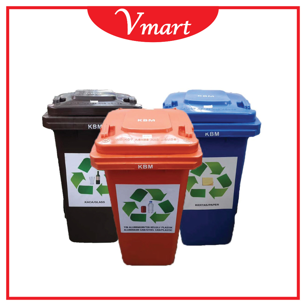 [120L / 240L] Recycle Mobile Garbage Bin / Orange / Brown / Blue / Tong ...