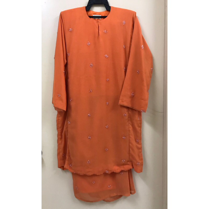 Preloved Baju Kurung Traditional (Orange) | Shopee Malaysia
