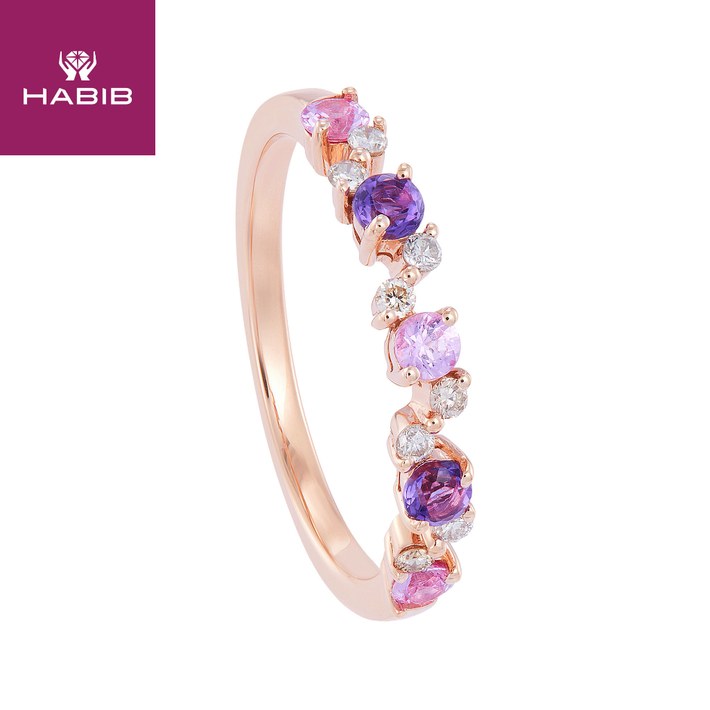 HABIB CHIC | Pink Sapphire and Amethyst Diamond Ring in 375/9K Rose ...