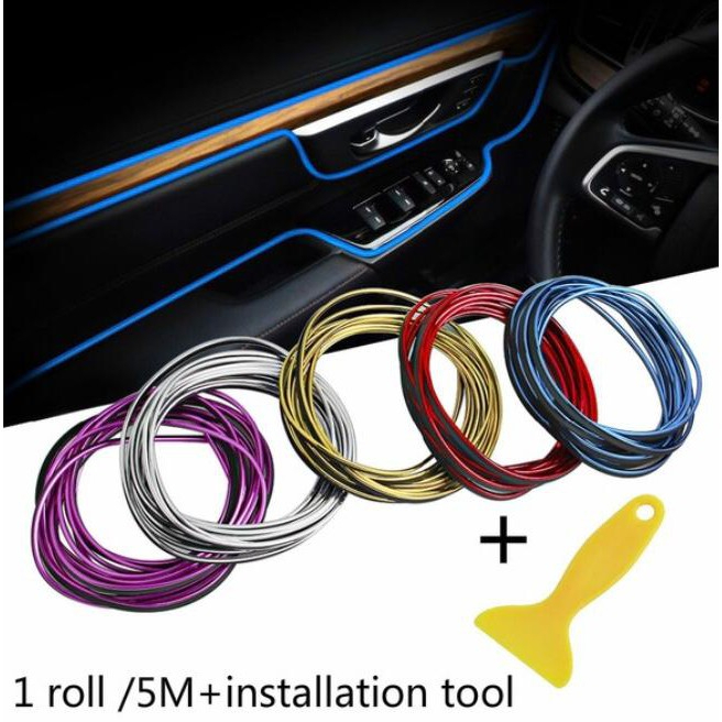 MKR 5 Meter Car Interior Gap DF Chrome Strip Trim Grid Sticker lining ...
