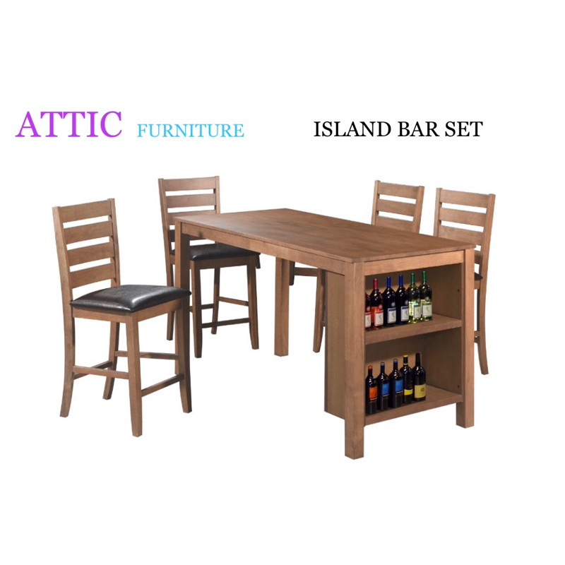 Island Bar Set (1x4)/Full Solid Island Bar Set/ATTIC FURNITURE MG ...