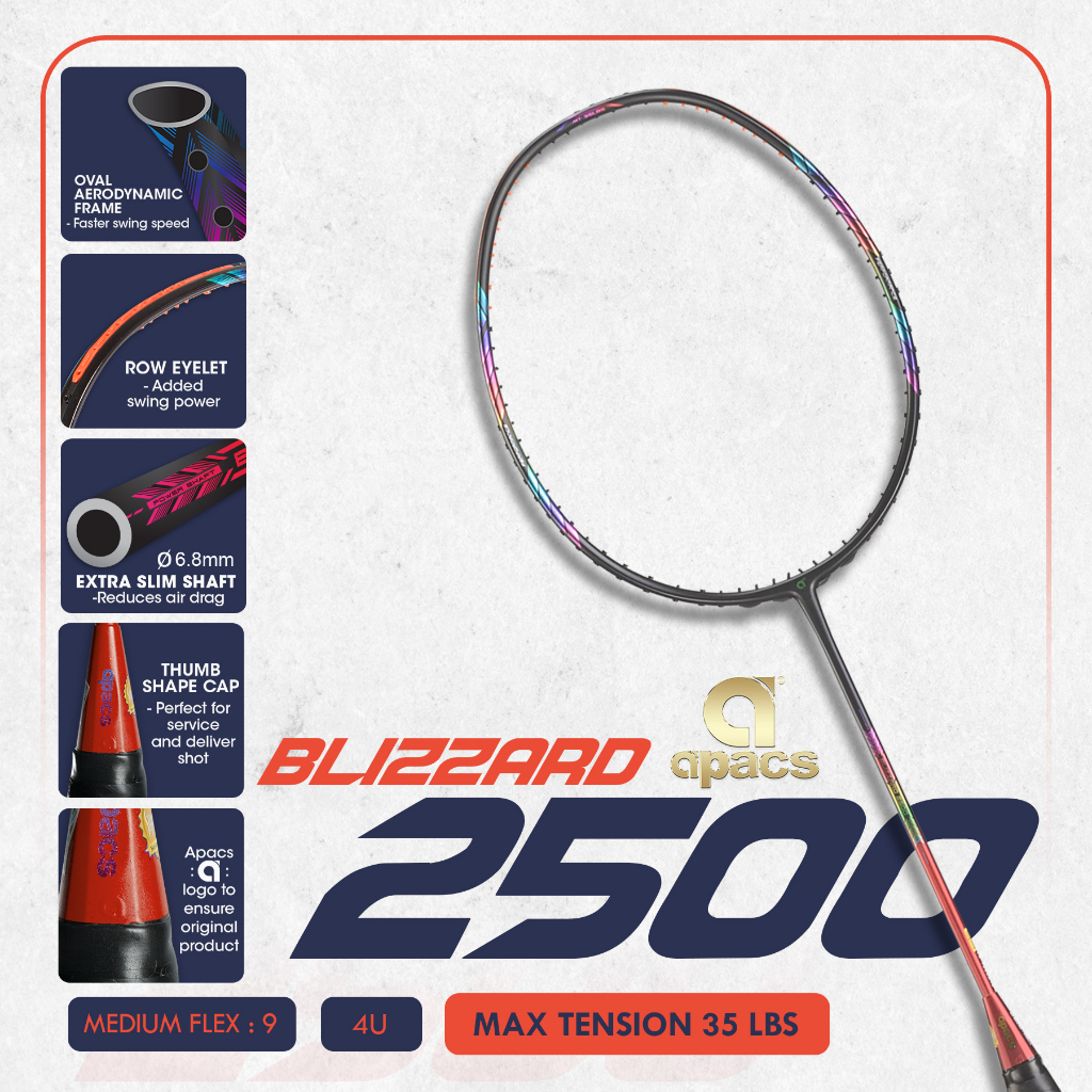 (FREE STRING & GRIP) APACS BADMINTON RACKET BLIZZARD 2500 | Shopee Malaysia