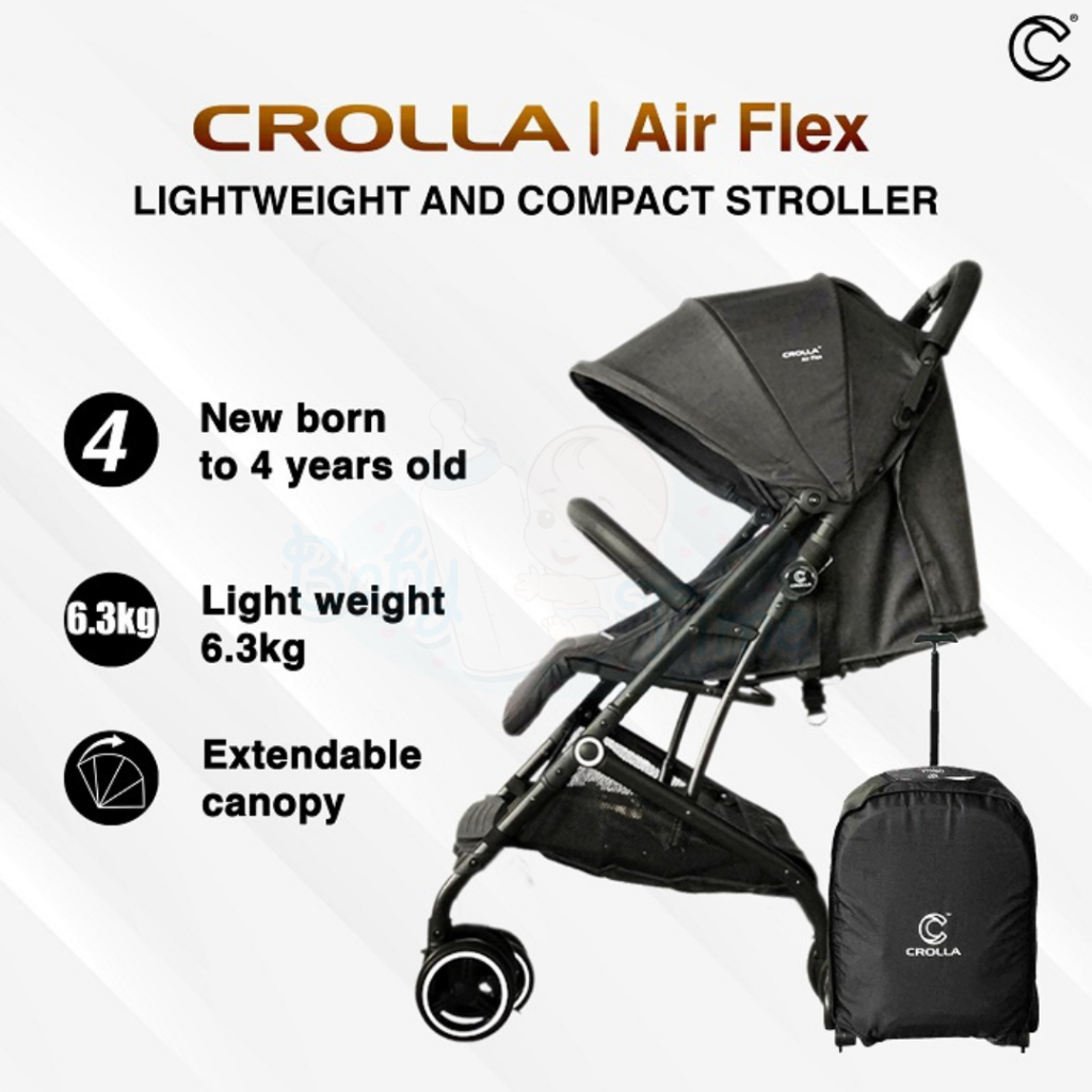 [FREE SHIPPING] Crolla Air Flex Easy Fold Stroller - Black | Shopee ...