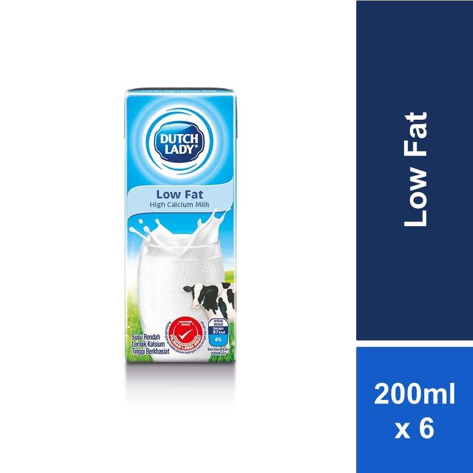 [Pack of 6] Dutch Lady UHT Milk Low Fat 200ml [Exp 25 Feb 2026 &/ Later ...