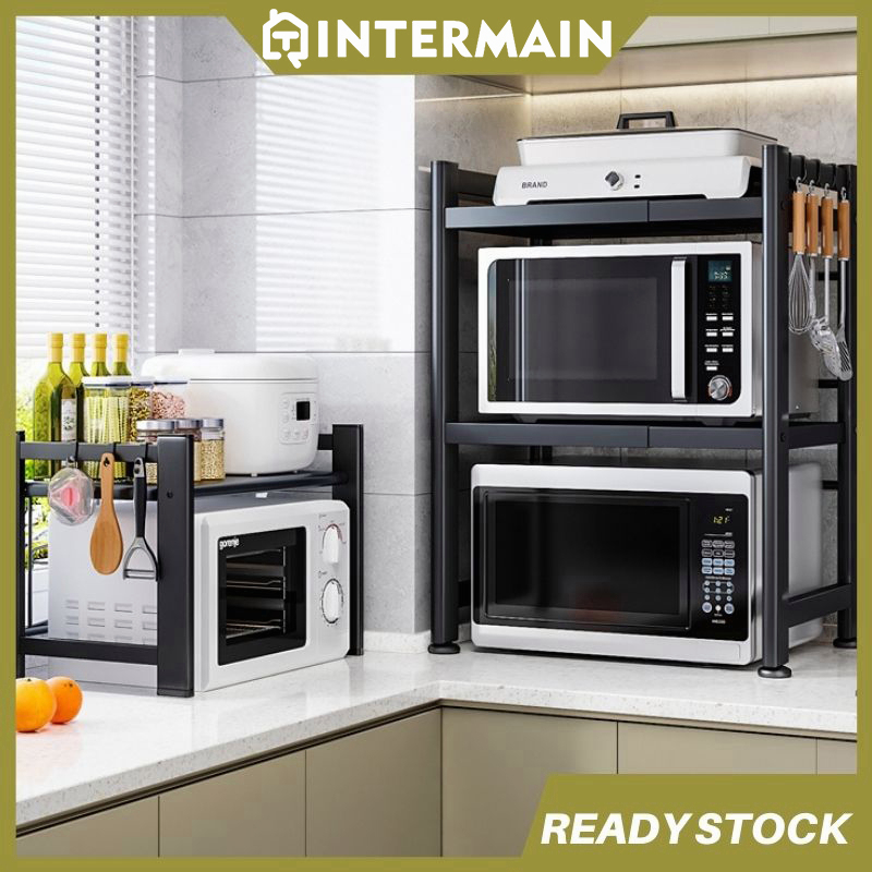 Stainless Steel Microwave Oven Rack Rak Dapur Adjustment Kitchen Rack ...