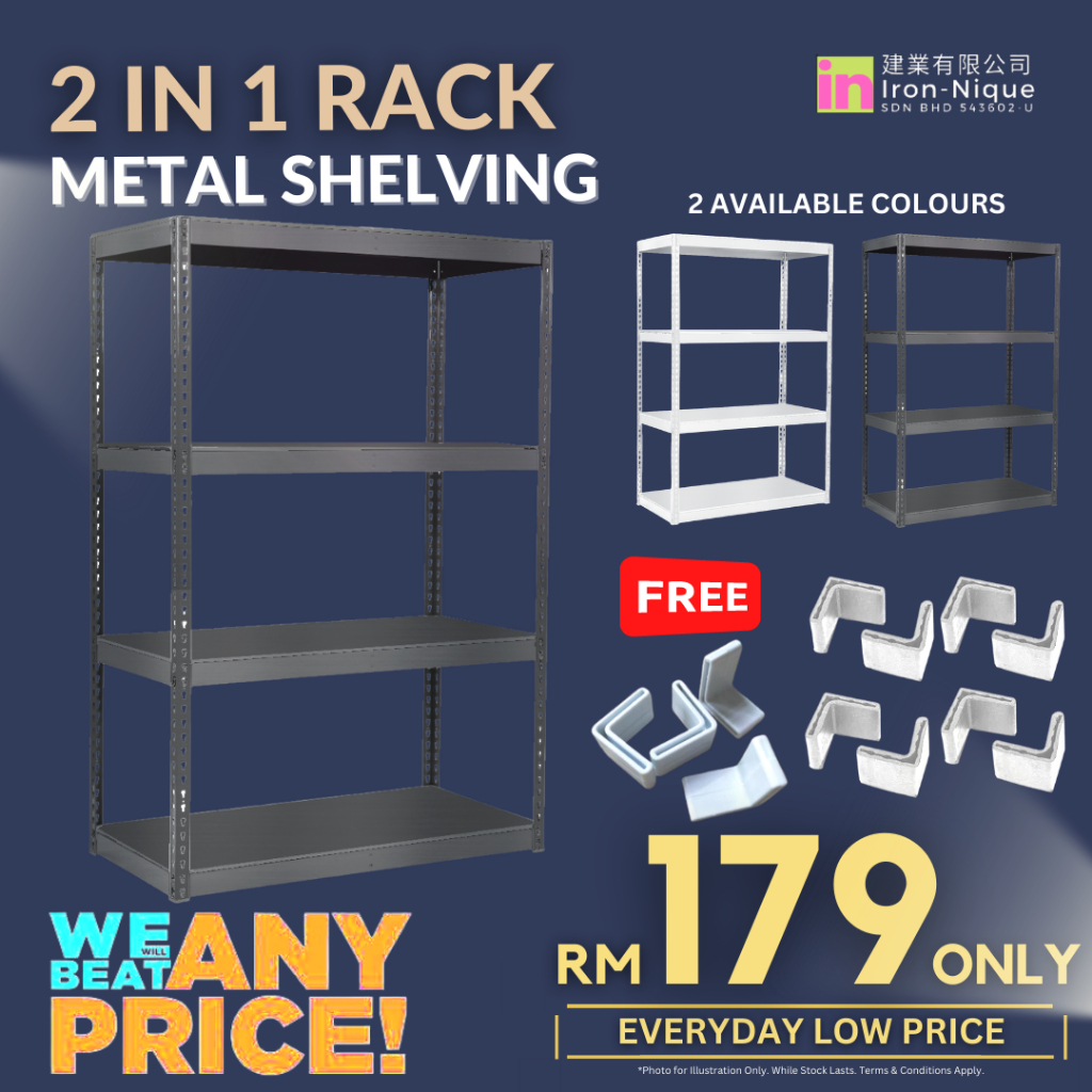 🔥2 in 1 Rack (FULL METAL) 🔥Storage Rack / Home Store Warehouse Boltless ...