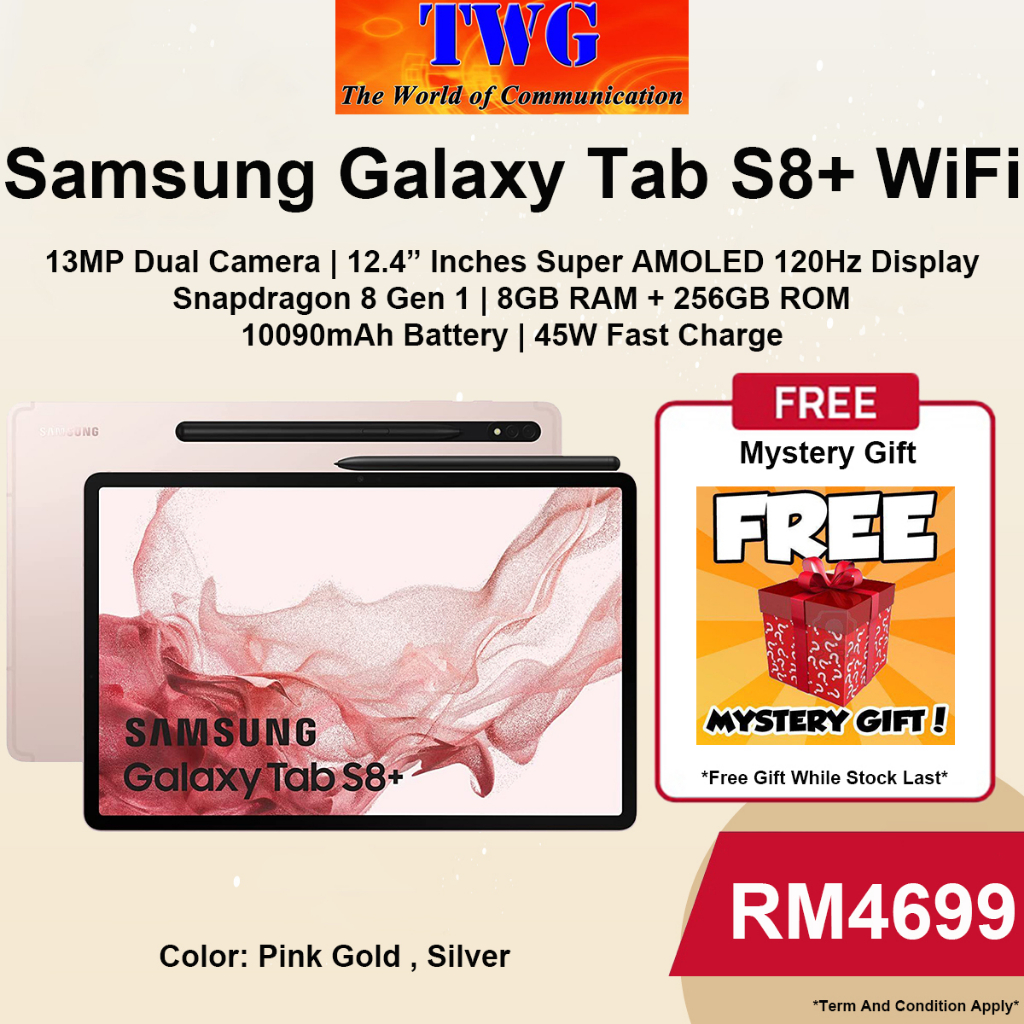 Samsung Galaxy Tab S8+ WiFi (X800) - 8GB RAM + 256GB ROM 1 Year Warranty | Shopee Malaysia