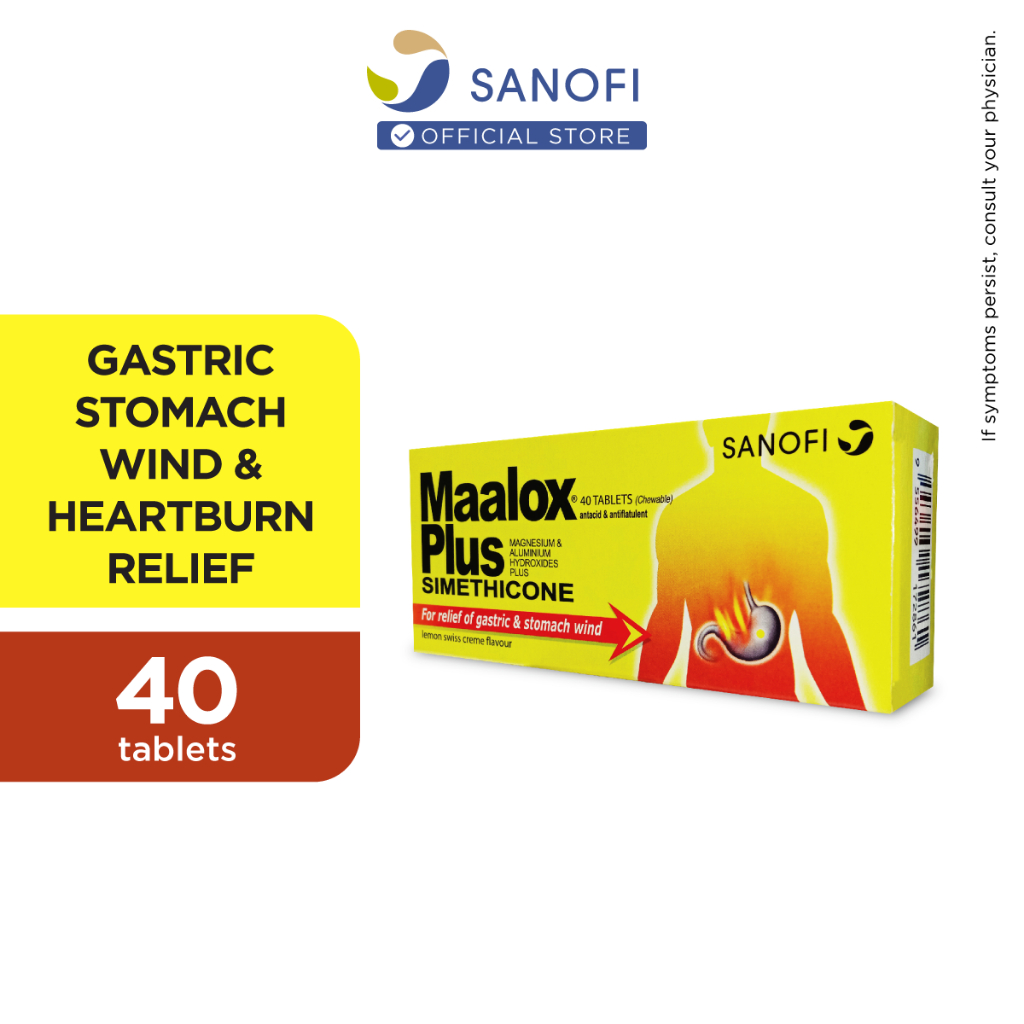 Maalox Plus Gastric/Heartburn and Stomach-Wind Relief Tablet (25mg x 40 ...