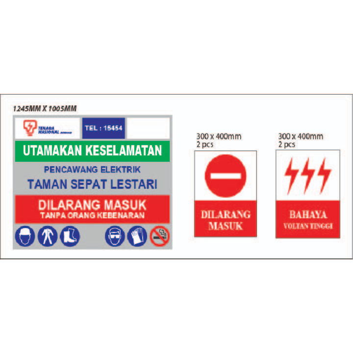 Tnb standard sign untuk pencawang elektrik/ tnb sub station signboard ...