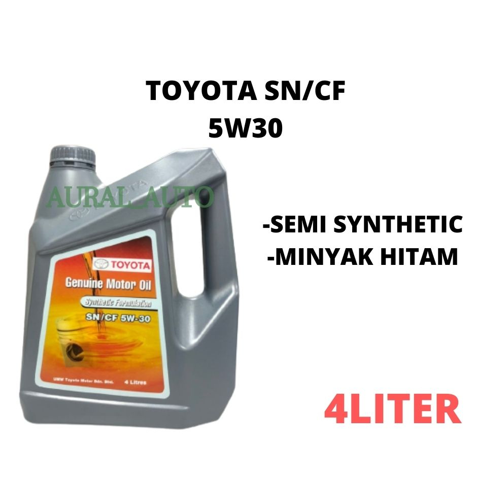Toyota 5W30 Semi Synthetic 4Liter Minyak Hitam Minyak Enjin Engine Oil ...