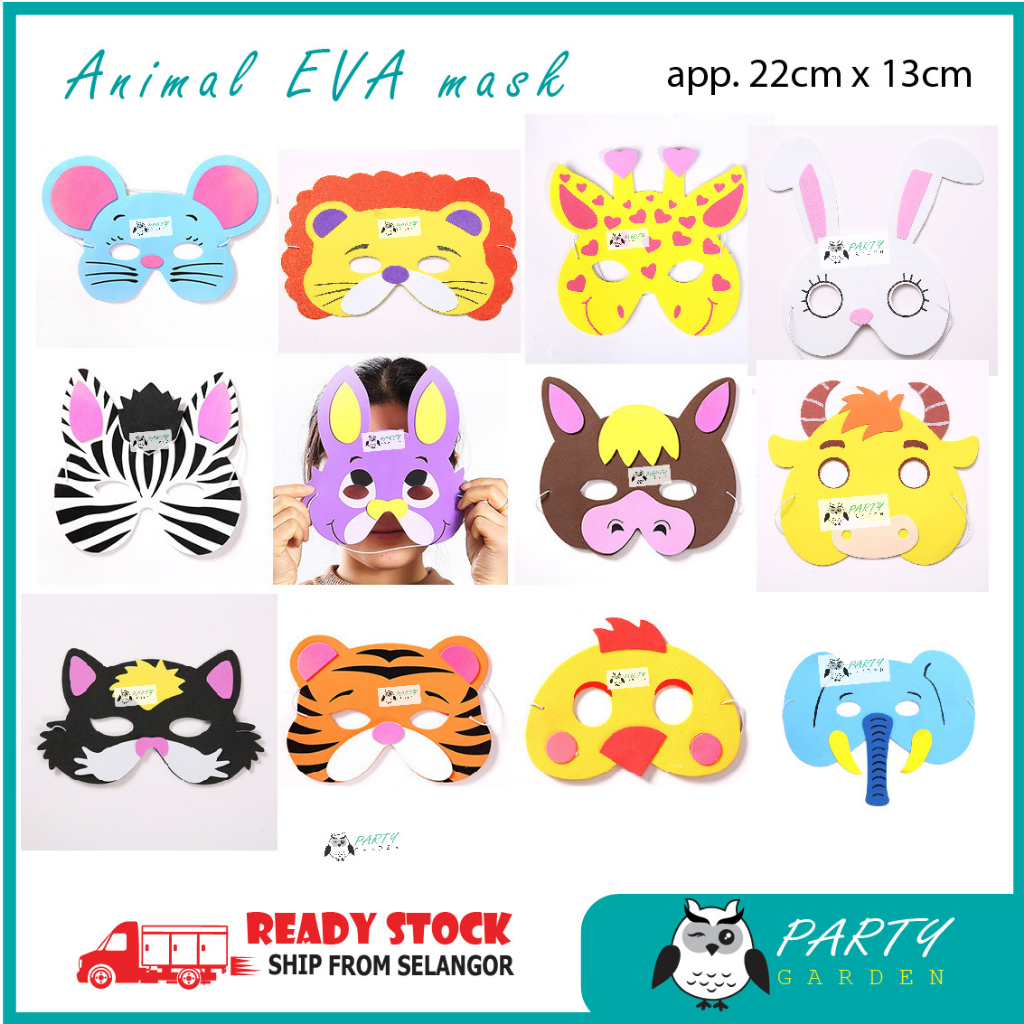 Animal Face Farm Eye Mask Costume / Lion Tiger Panda Squirrel Cow Zebra ...