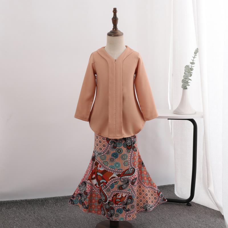 2024kanak kanak Baju Kurung Kebaya Budak Kain Corak Dress+Skirt Set ...