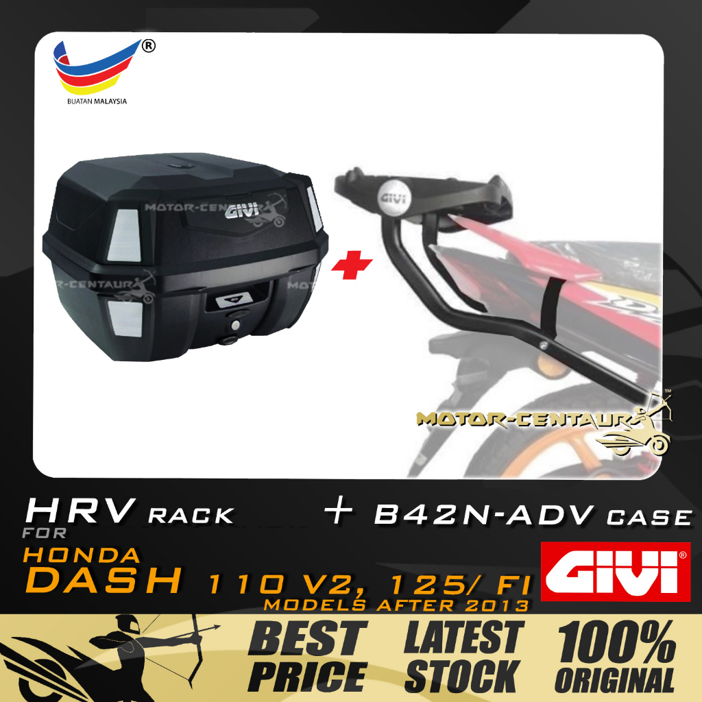 SET KOMBO KOTAK/BOX GIVI B27/B32/B33/B42/B45 TOP CASE + GIVI HONDA DASH 110 125 FI (AFTER 2013 ...