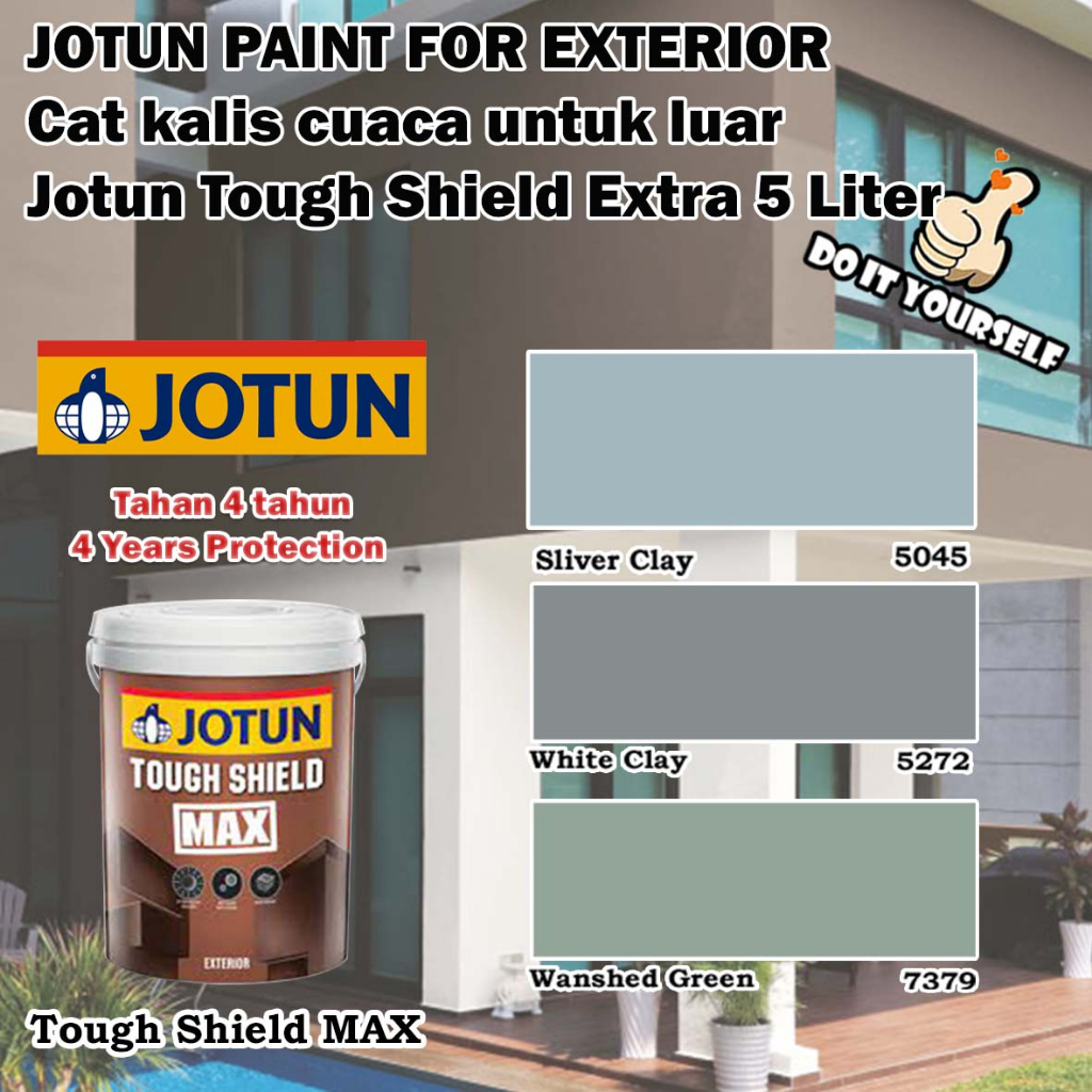 Jotun Tough Shield Exterior Paint 5 Liter Silver Clay 5045 / White Clay ...