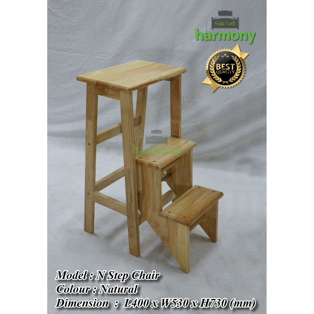 Harmony Rubber Wood Step Chair / Ladder Stool / Kerusi Bertangga ...