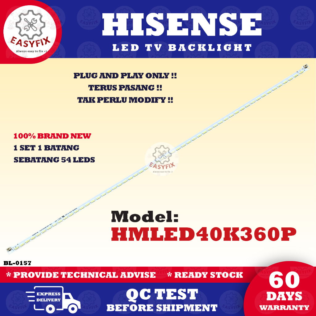 HMLED40K360P HISENSE 40 INCH LED TV BACKLIGHT ( LAMPU TV ) 40K360P 40 ...