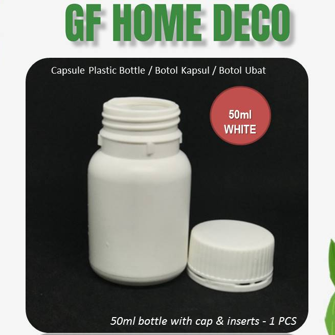 1 PCS - 50ml bottle with cap & inserts - 1 PCS/Medicine Bottle, White ...
