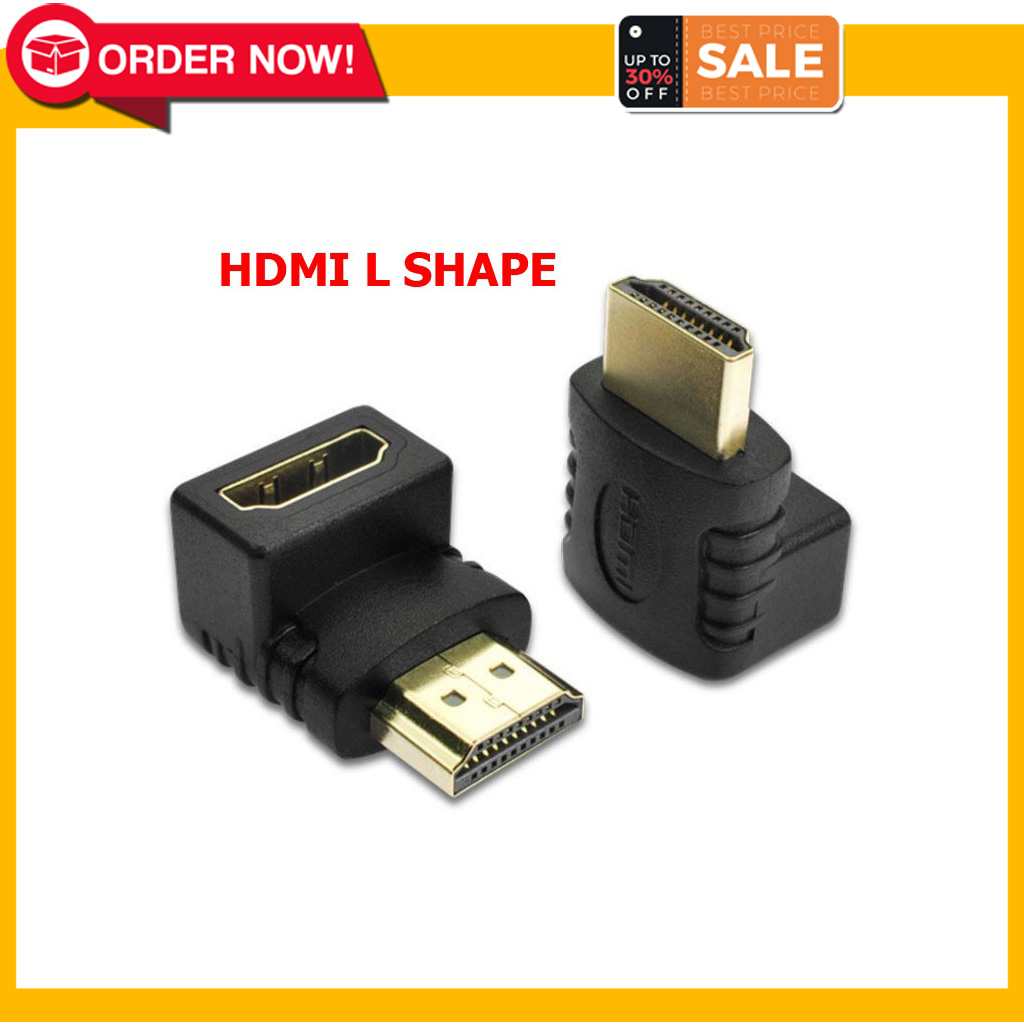 HDMI L Shape 90 / 270 Degree Connector Male to Female Jointer Converter Adapter Facing Up Down ...