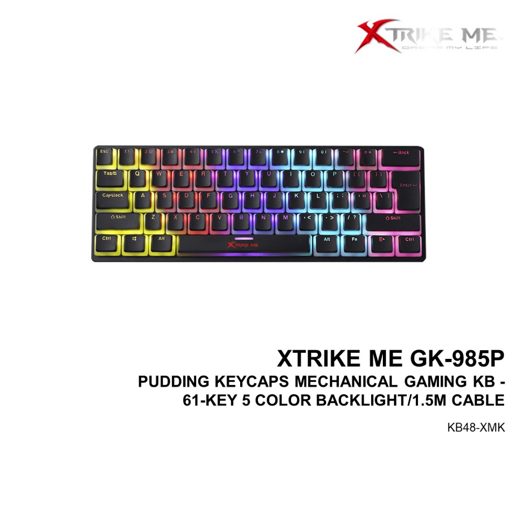 XTRIKE ME GK-985P PUDDING KEYCAPS MECHANICAL GAMING KB - 61-KEY 5 COLOR ...