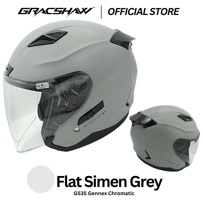 Gracshaw G535 Gennex Chromatic Plain Colours Helmet Double Visor Open ...