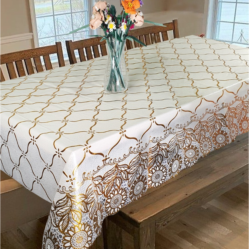 (Selangor) Raya Deco 2025 Alas Meja Panjang 6 / 8 Kerusi Gold Flower ...