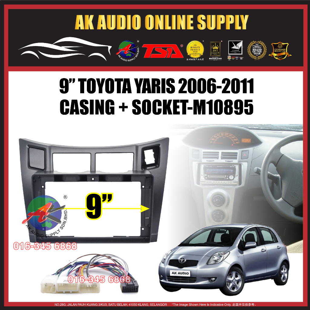 Toyota Yaris 2006 -2011 ( Black ) Android Player 9” Casing + Socket ...