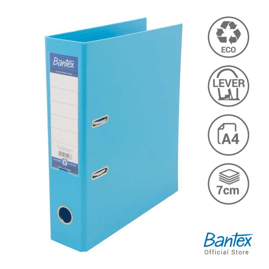Bantex PVC 3" inch Lever Arch File A4 Plastic Paradise Blue 145038 ...