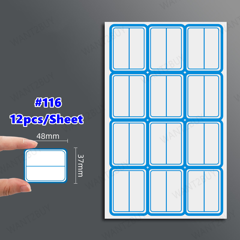 1 Sheet Waterproof Empty Label Price Noted Sticker Blue Red Colour ...