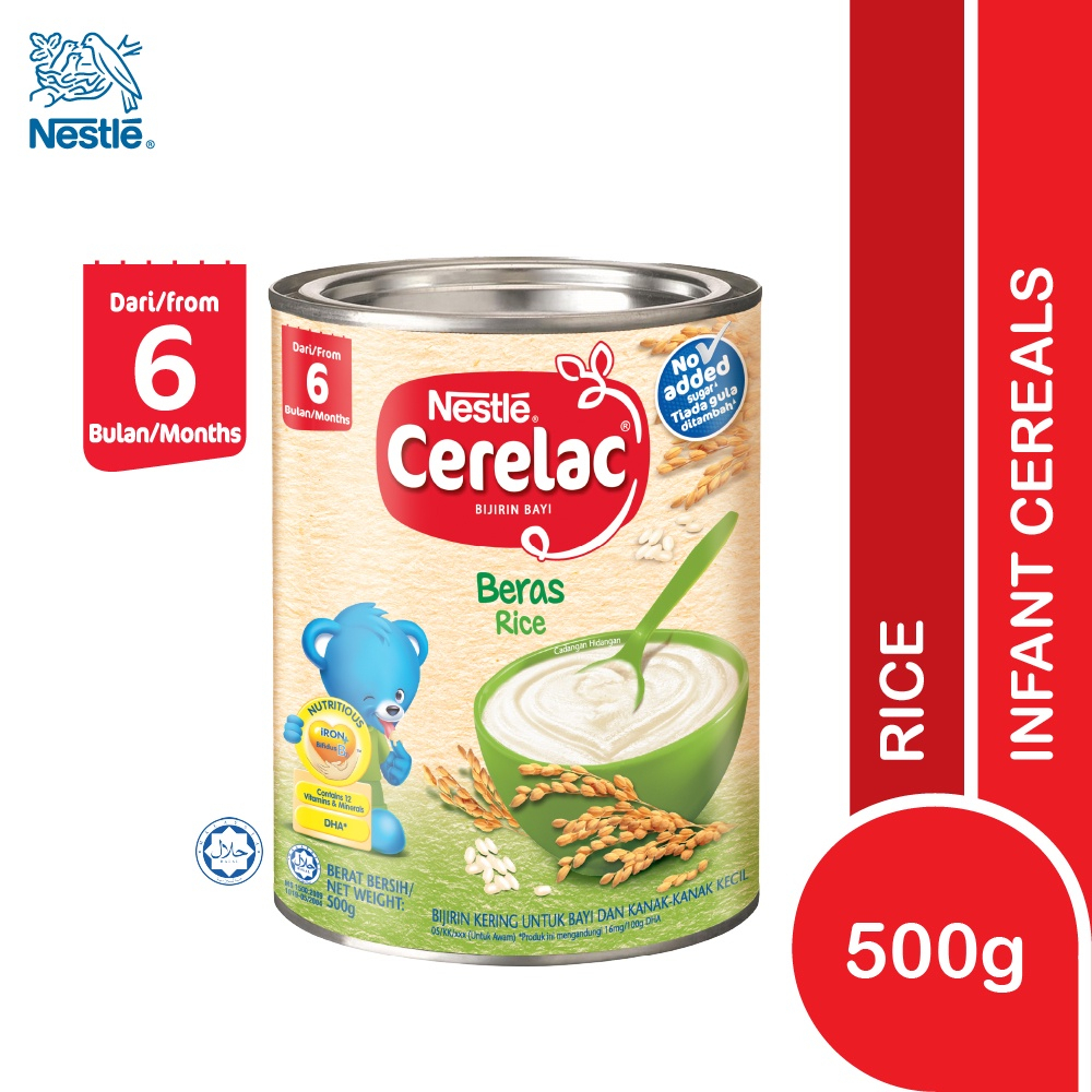 Nestle Cerelac Baby Cereal Rice (Beras) Rich In Iron & Vitemans, 6 ...