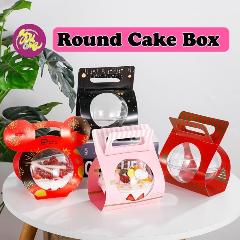 Round Cake Box dessert box foldable crystal ball plastic mousse cake ...