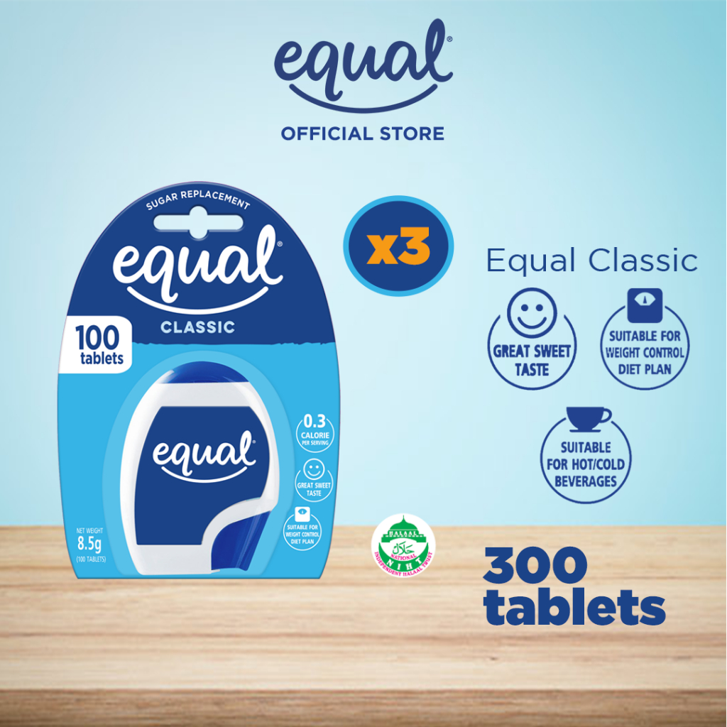 [Bundle of 3] EQUAL CLASSIC 100 tablets, 0 Calorie Sweetener Tablets ...