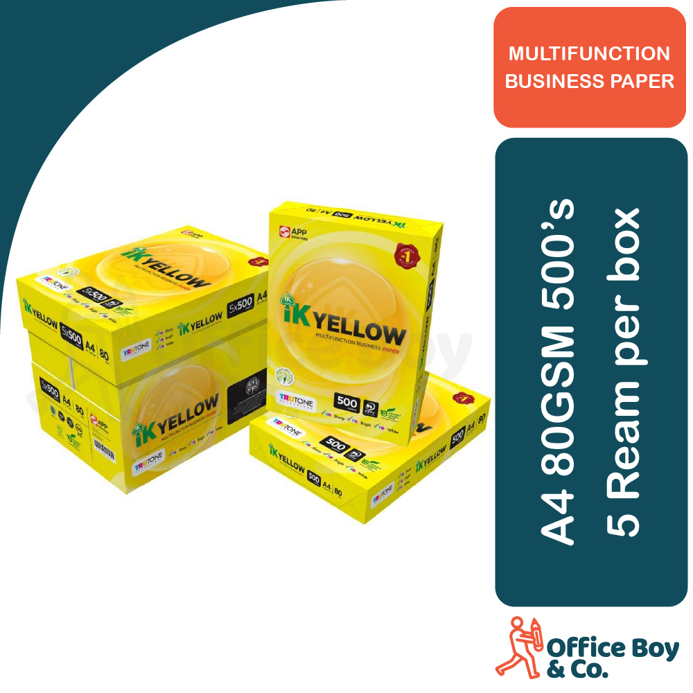 IK Yellow A4 Copier Paper 80gsm 500's (1 Carton Box 5 Ream)(500 sheets/ream) / A4 Paper / Kertas ...