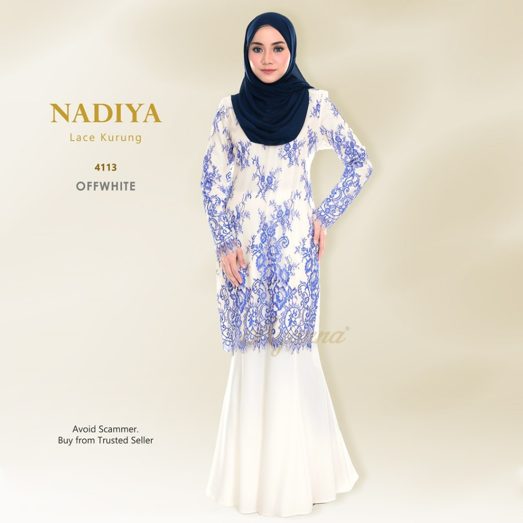 Baju Raya 2024 Off White Combo Perempuan Sedondon Family Ayanna Kurung ...