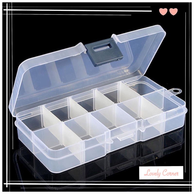 10 grids / 10 compartments clear plastic storage jewelry box bead screw ...