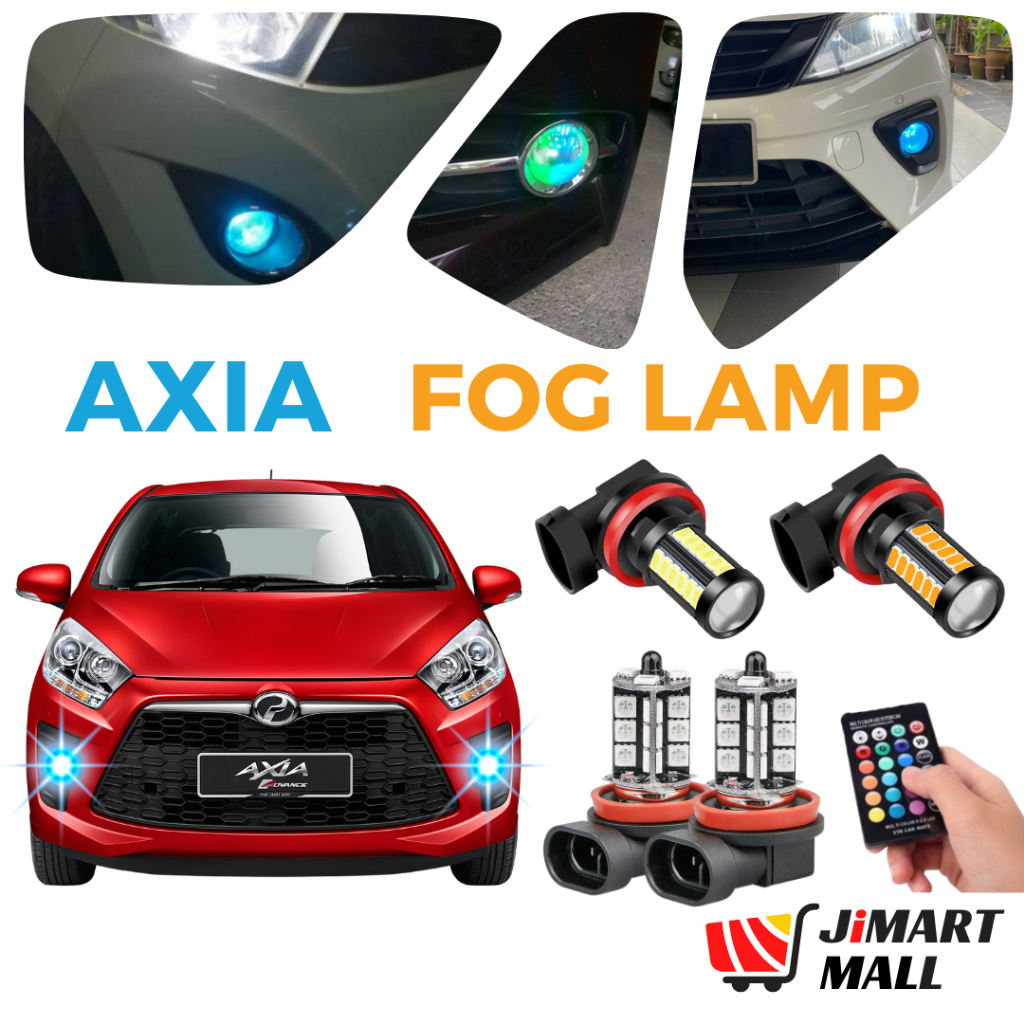 PERODUA AXIA FOG LAMP LED BULB RGB Remote Color Lampu Spotlight Sport ...