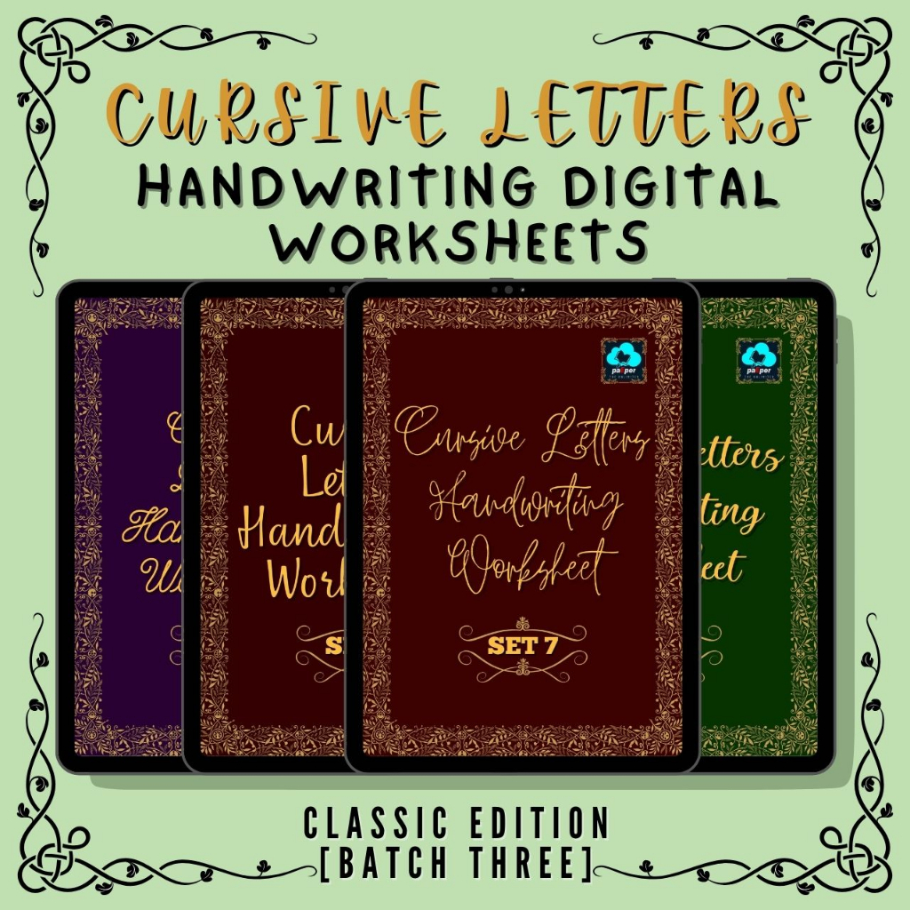 Batch 3 Cursive Letters Handwriting Digital Worksheets Classic Edition ...