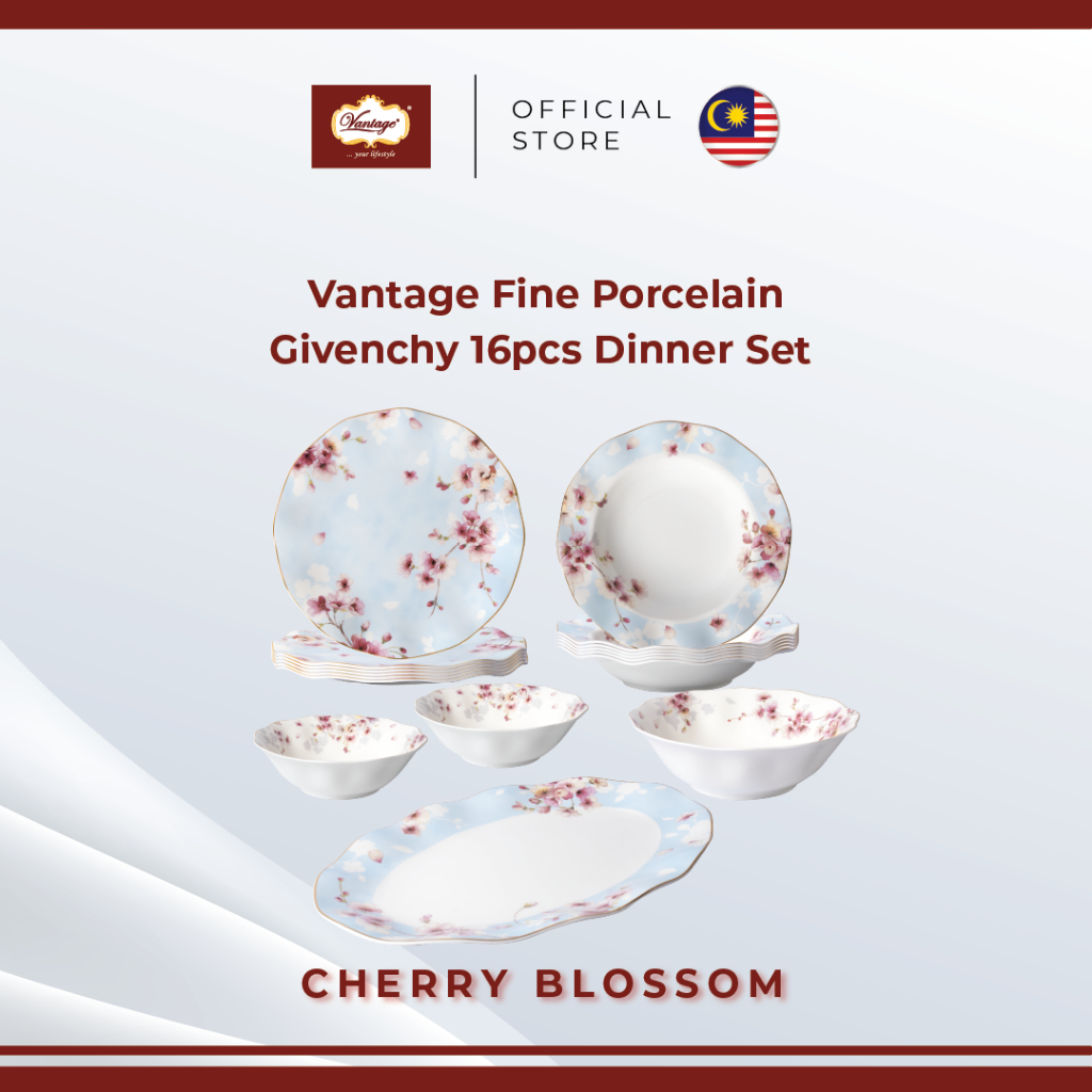 Vantage Fine Porcelain 16pcs Cherry Blossom Dinner Set (Givenchy Series ...